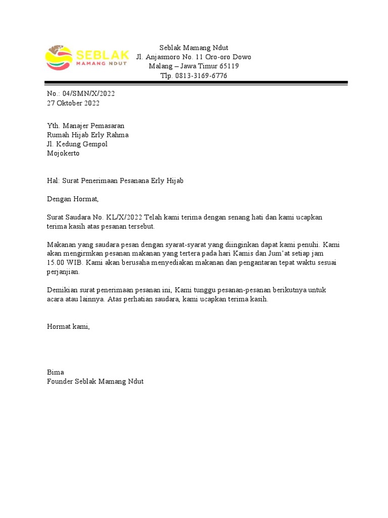 05 - Surat Penerimaan - Daffa' Putri | PDF