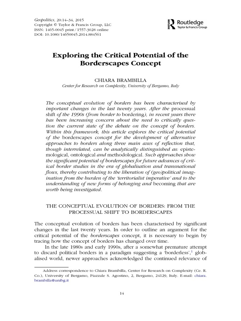 Exploring The Critical Potential of The Borderscapes Concept | PDF | Methodology | Concept