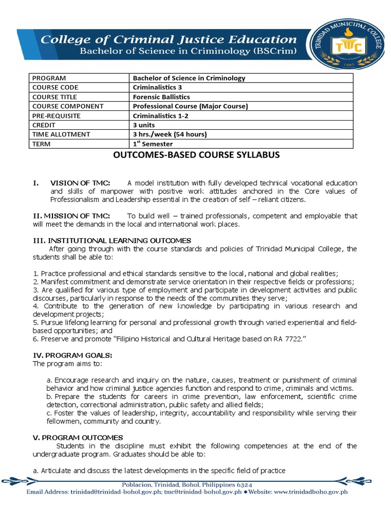 Ballistics Syllabus | PDF | Crimes | Crime & Violence
