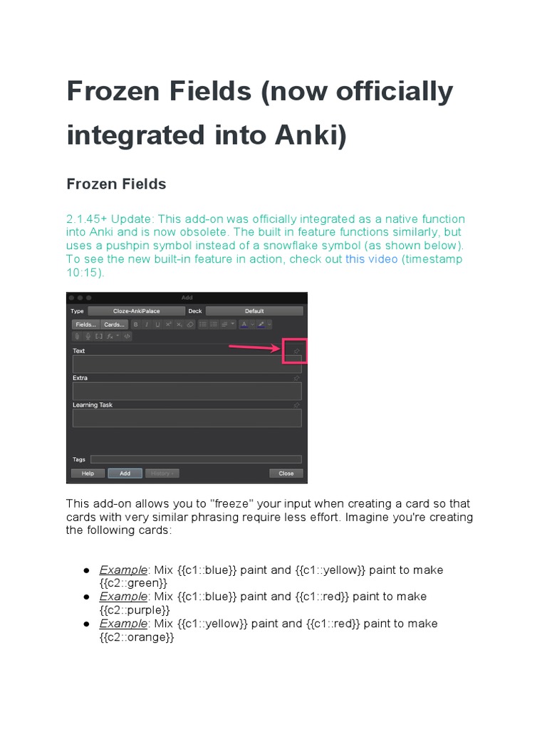 Anki Frozen Fields Integration Guide | PDF