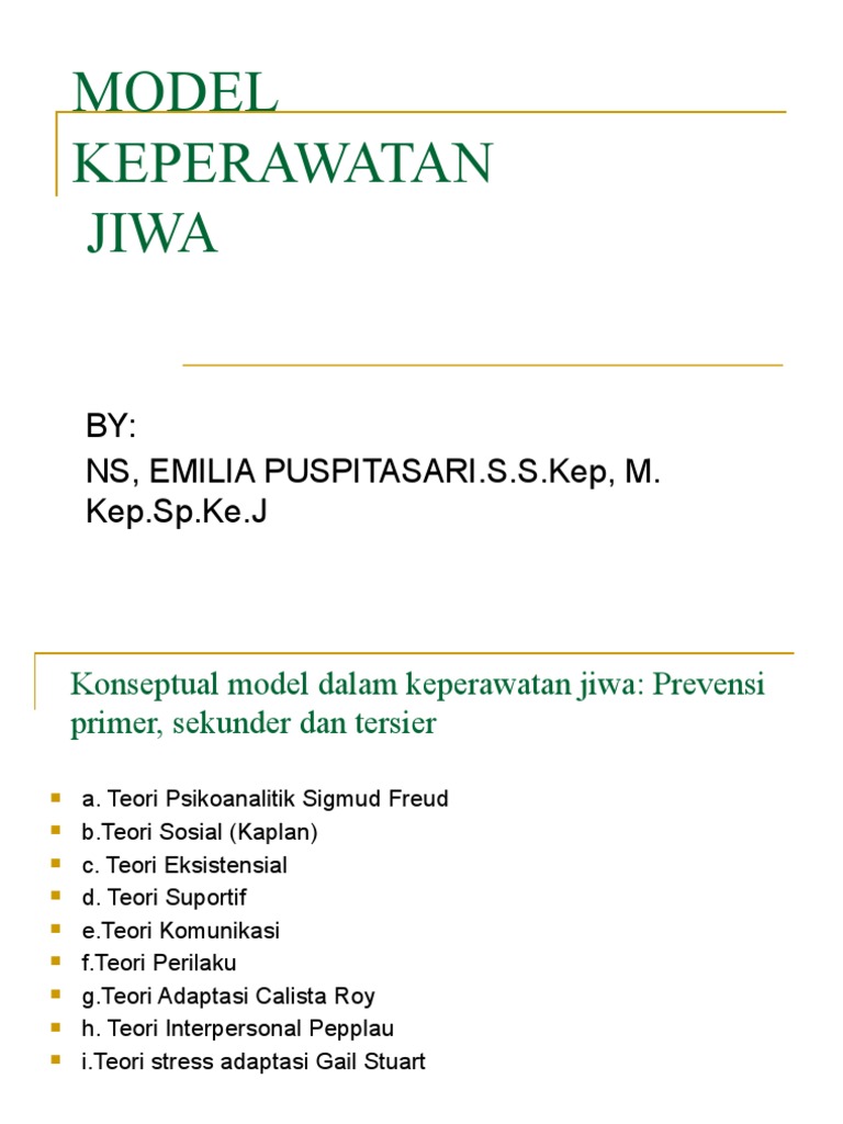 Model Konseptual Kep Jiwa | PDF | Pengembangan Diri | Kesehatan Holistik