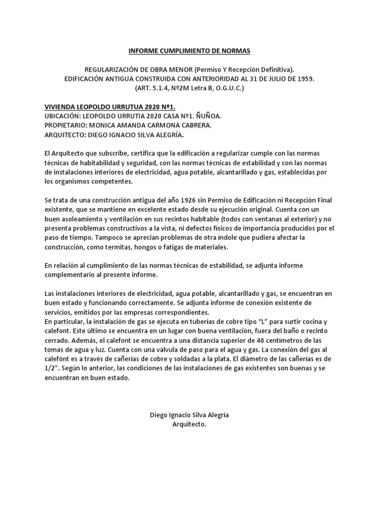 Informe Cumplimiento de Normas | PDF