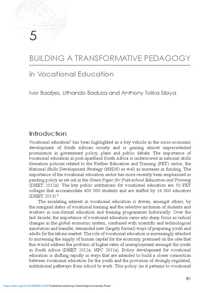 Building A Transformative Pedagogy in Vocational Education | PDF ...