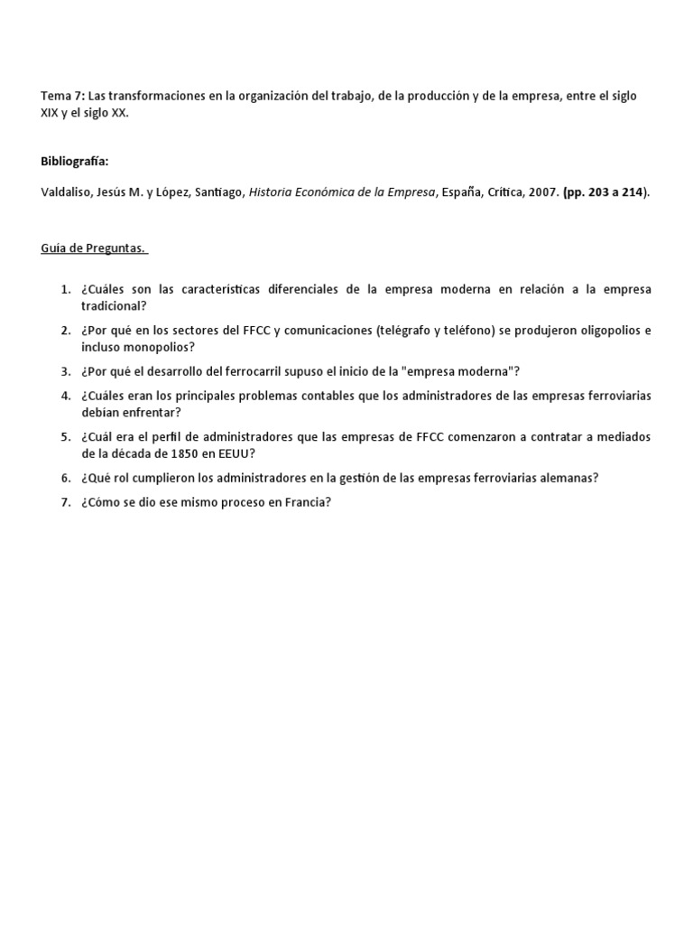 Guía de Lectura Texto Valdaliso (Pp.203 A 214) | PDF