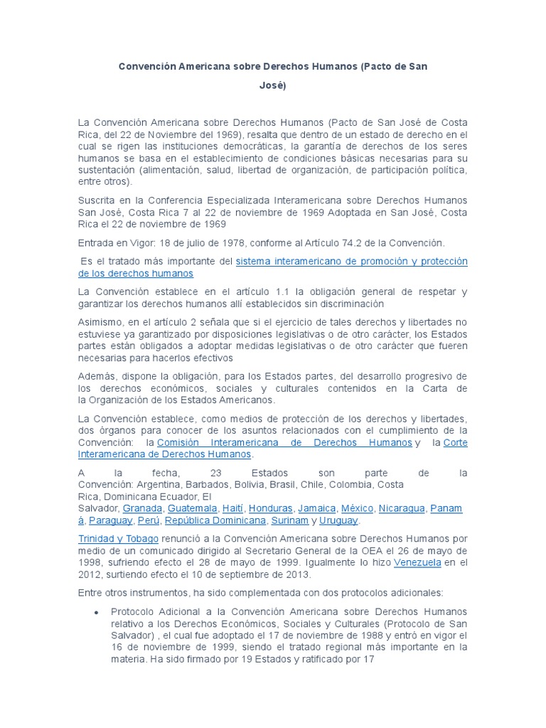 Convención Americana Sobre Derechos Humanos Pdf Justicia Crimen Y