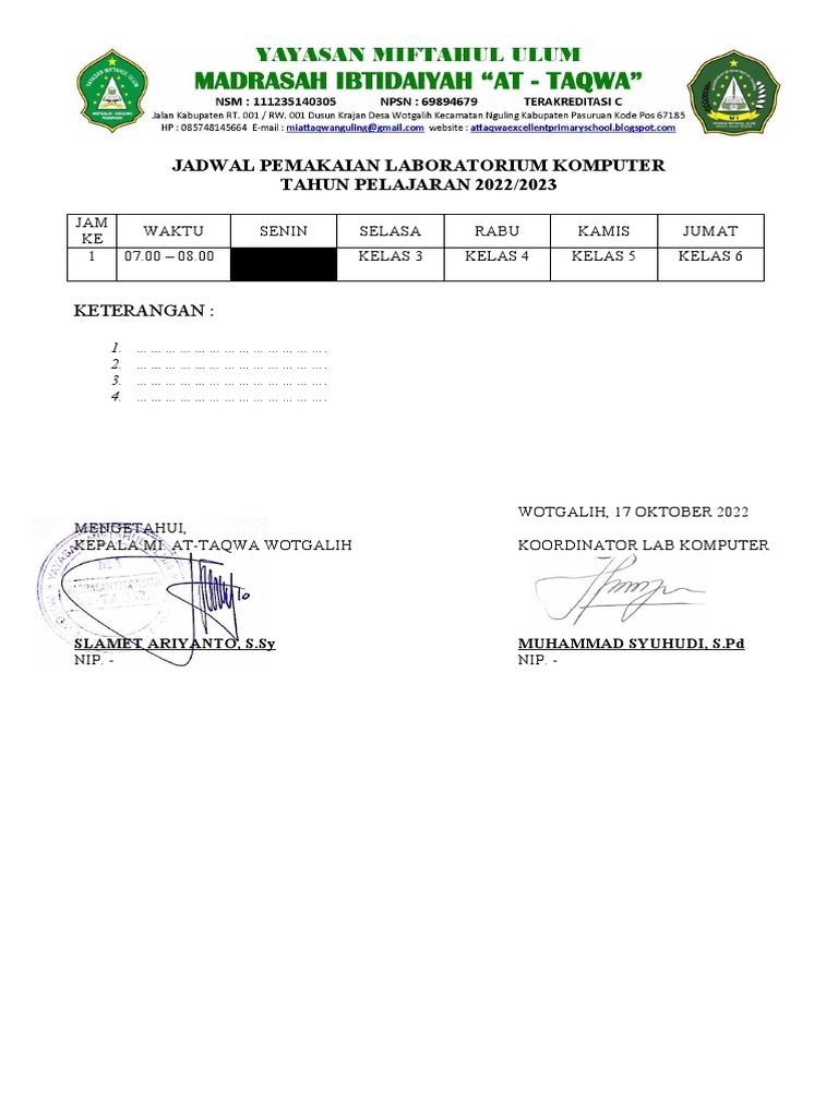 1.6.1.2. Jadwal Praktikum Lab Kom | PDF