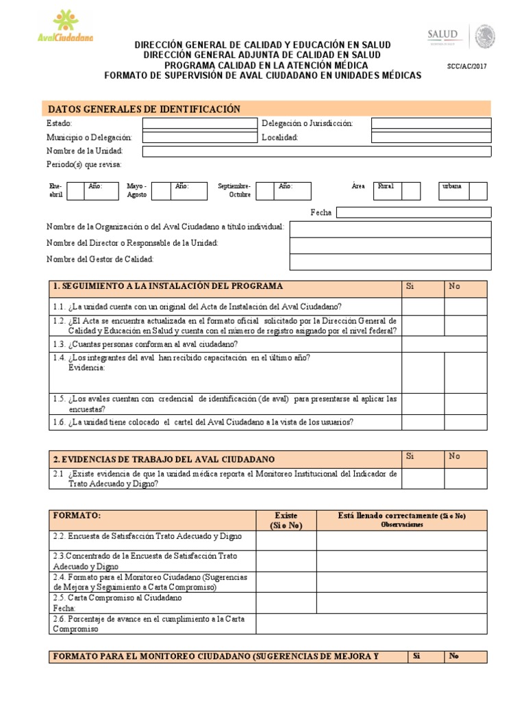Formato de Supervisión Aval Ciudadano | PDF
