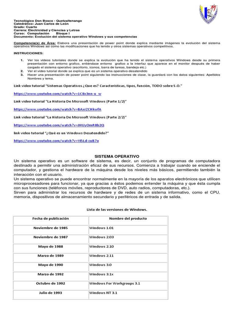 Evolucion de Windows | PDF | Microsoft Windows | Sistema operativo Evolucion de Windows | PDF | Microsoft Windows | Sistema operativo