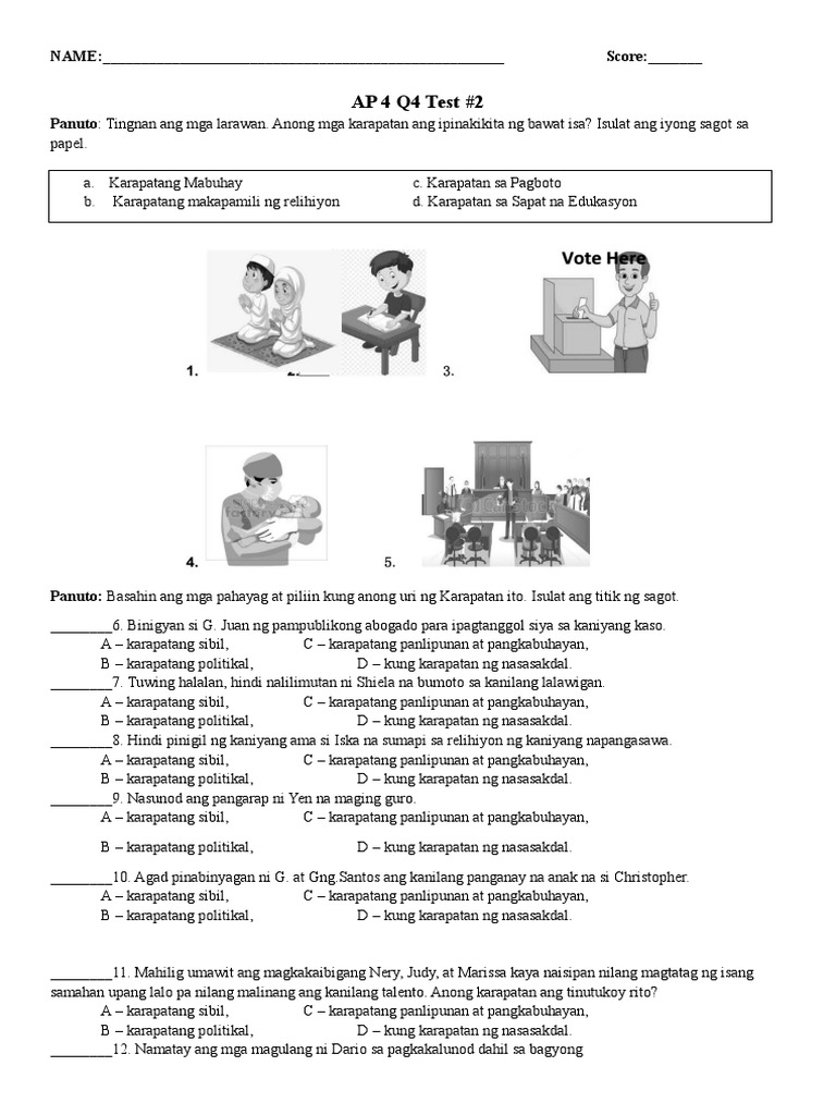 Ap 4 Q 4 TEst#2 | PDF