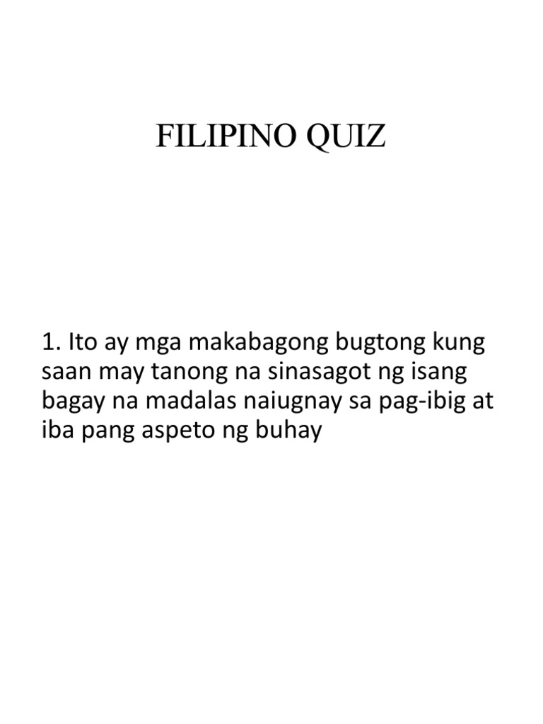 Quiz Show Filipino | PDF