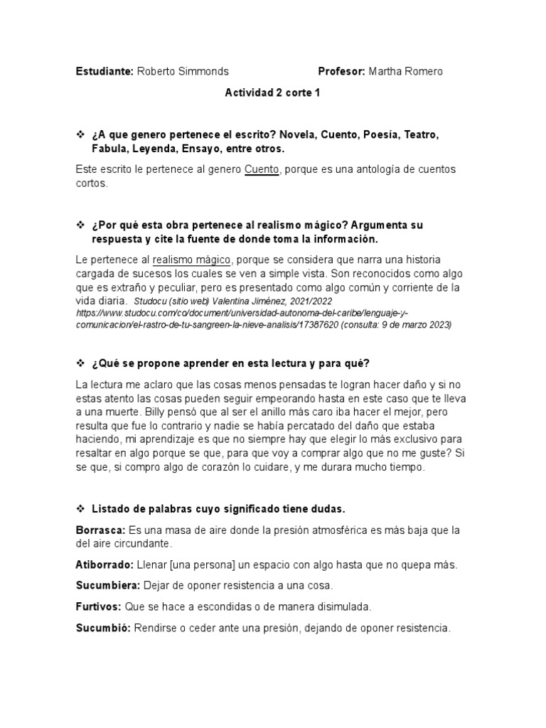 Formativa 2 Corte 1 Lenguaje y Comunicacion | PDF