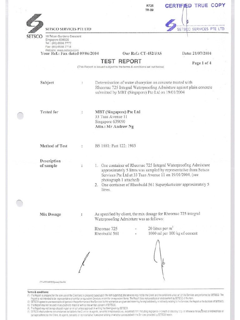 MasterPel 725 (Water Absorption Test) | PDF