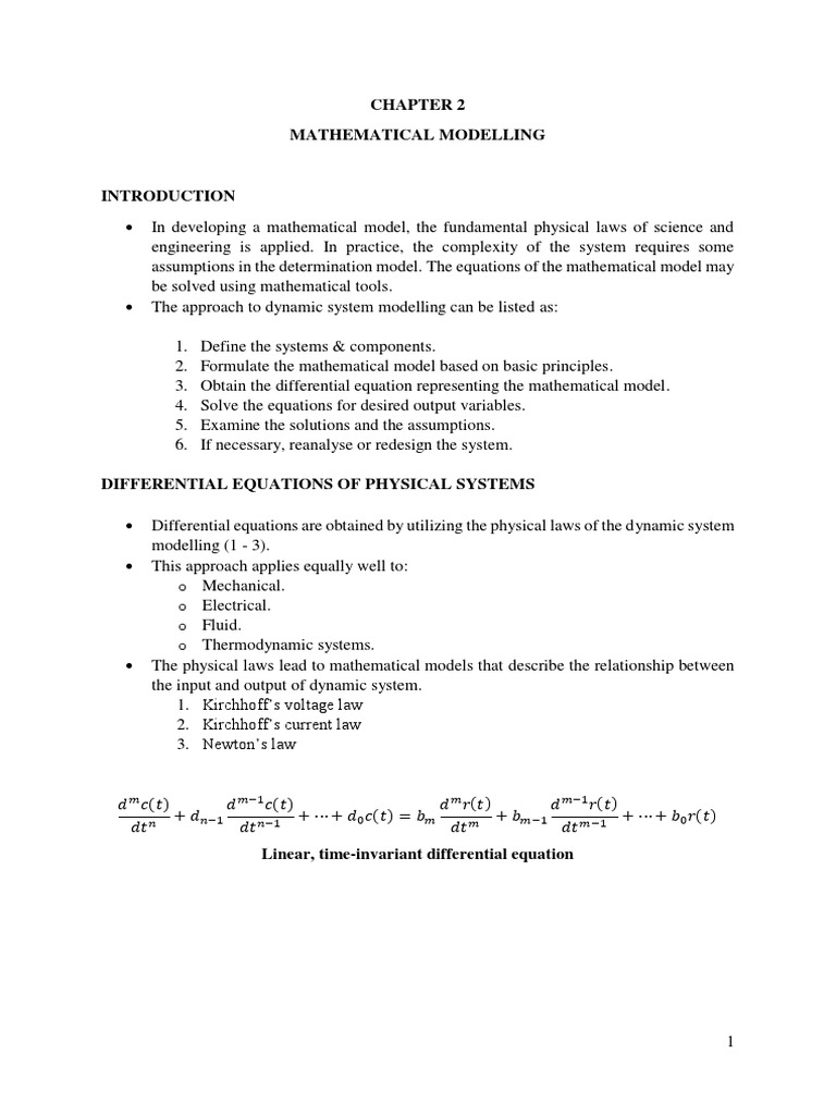 Chapter 2 - Mathematical Modelling | PDF | Laplace Transform | Electrical Network
