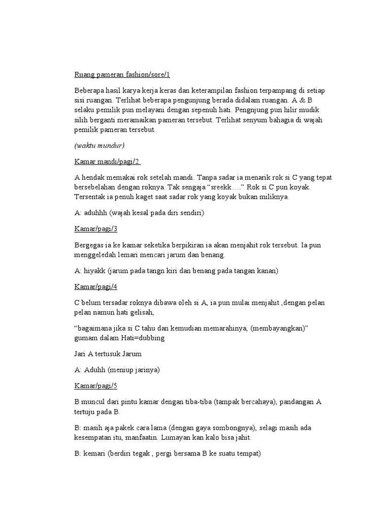 script film pendek "pameran fashion" | PDF