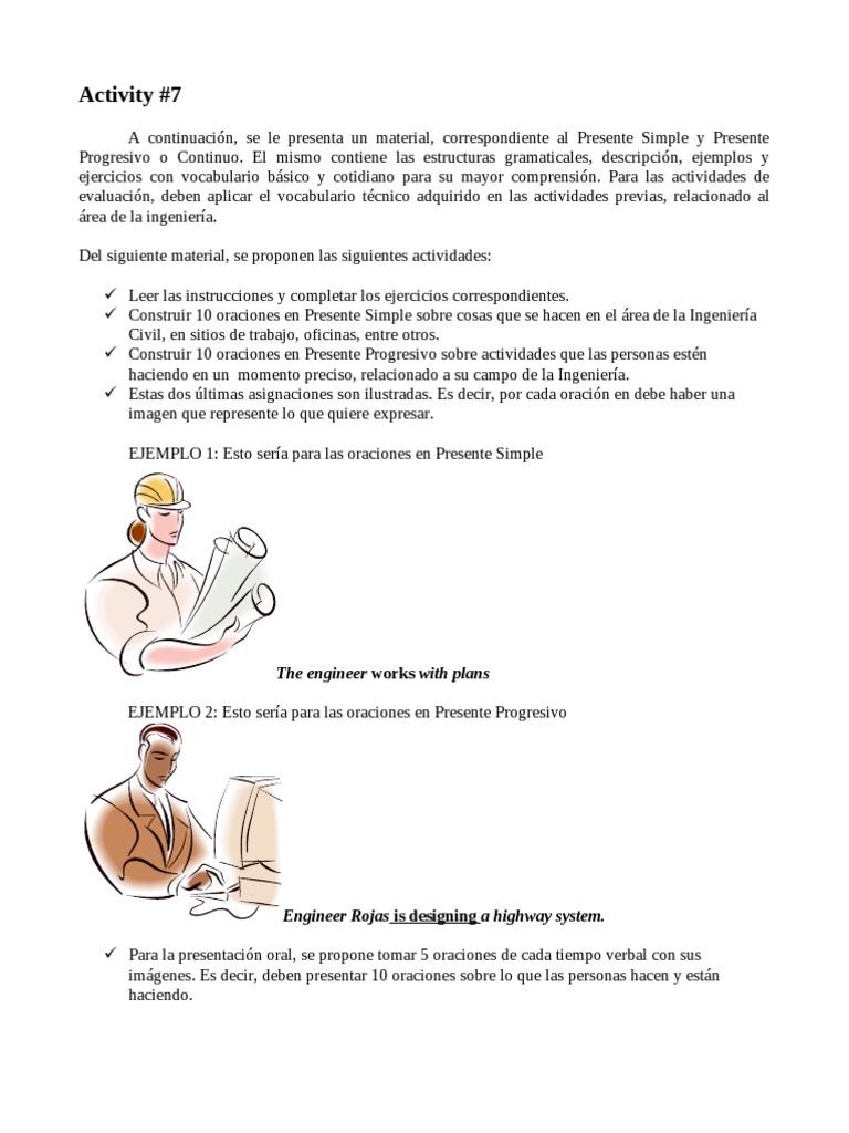 ACTIVIDAD Nro. 7 - Presente Simple y Progresivo | PDF | Unidades ...