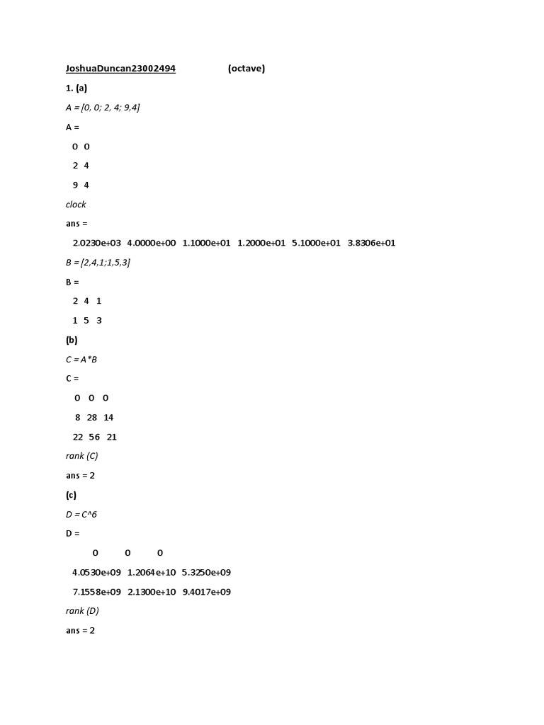 Joshua Duncan 23002494 Pdf Algebra Matrix Theory