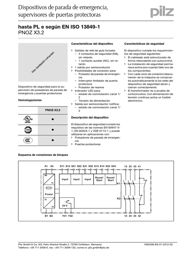 PNOZ X3.2: Hasta PL e Según EN ISO 13849-1 | PDF | Relé | Diseño