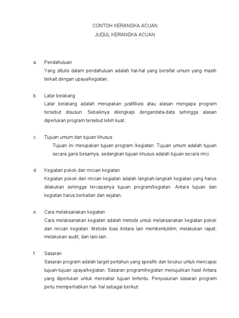 Contoh Kerangka Acuan Kegiatan | PDF