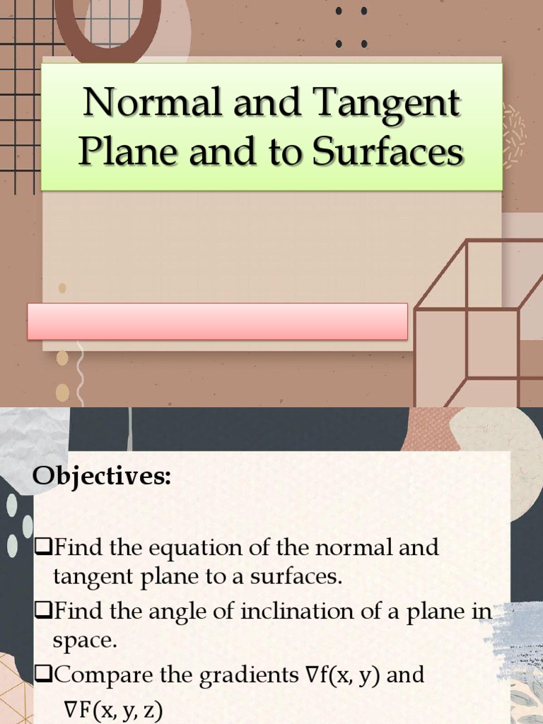 Normal and Tangent Plane Surfaces | PDF | Tangent | Derivative