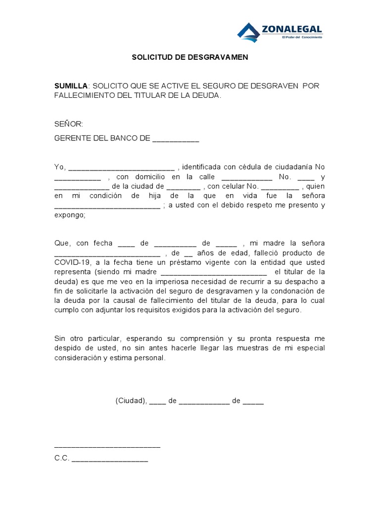 Solicitud de Desgravamen | PDF