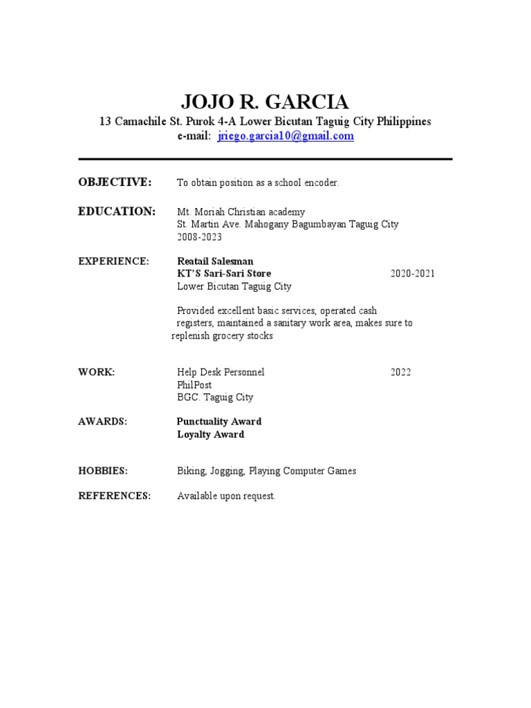 High School Graduate Student Resume Sample 2 | PDF