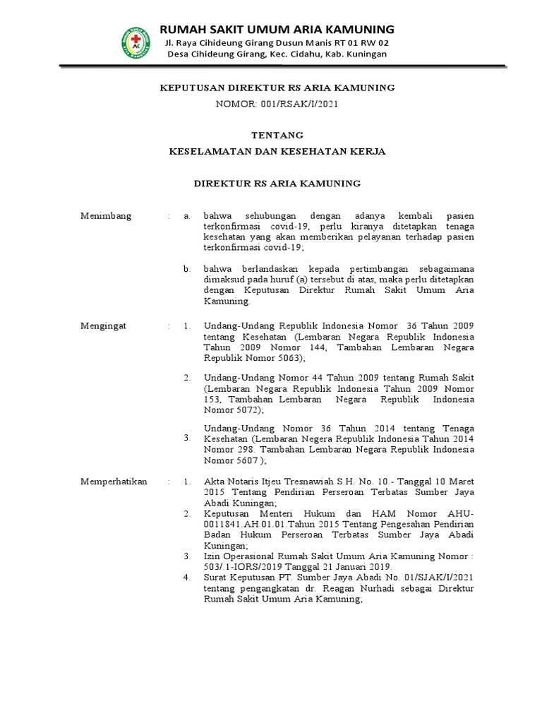 SK Keselamatan Dan Kesehatan Kerja (K3) | PDF