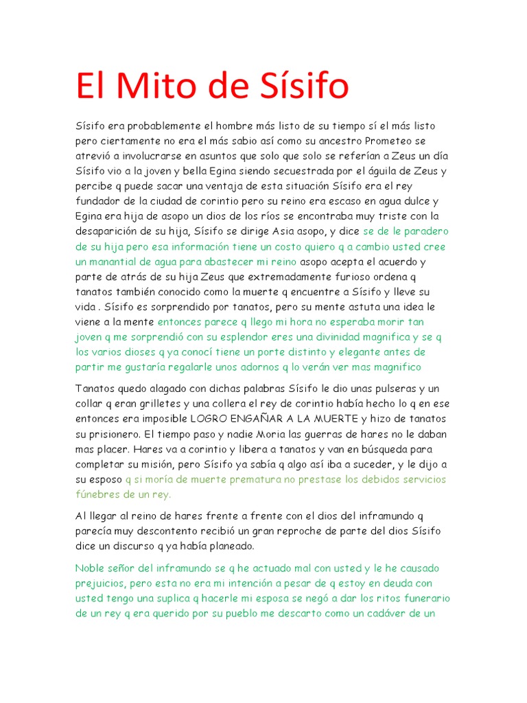 El Mito de Sísifo: Historia y Engaños | PDF | Historia | Religión y ...