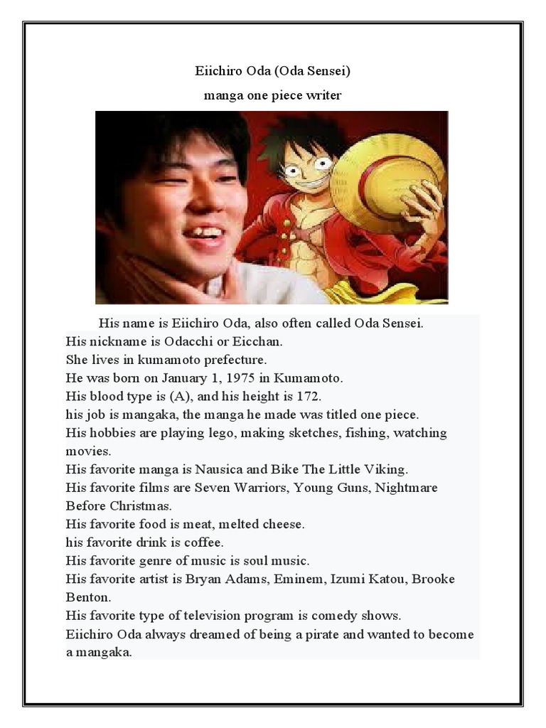 Eiichiro Oda: Biography and Interests | PDF | General Fiction