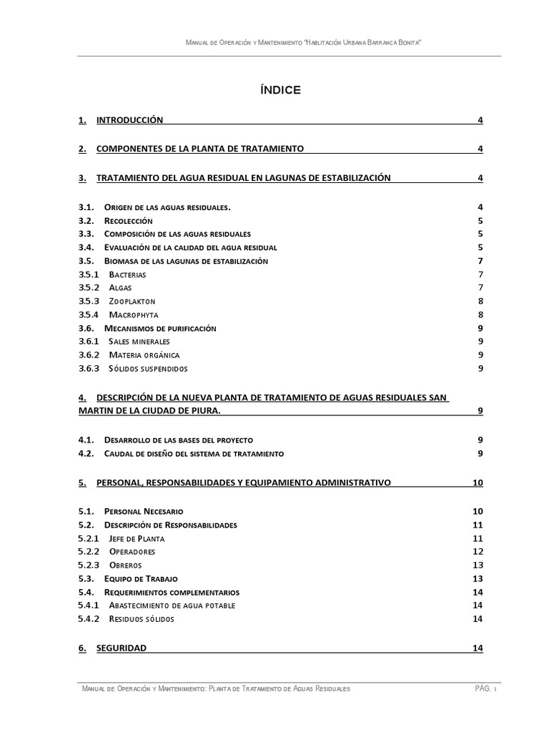 Manual OyM - PTAR-v2 | PDF | Aguas residuales | Tratamiento de aguas ...