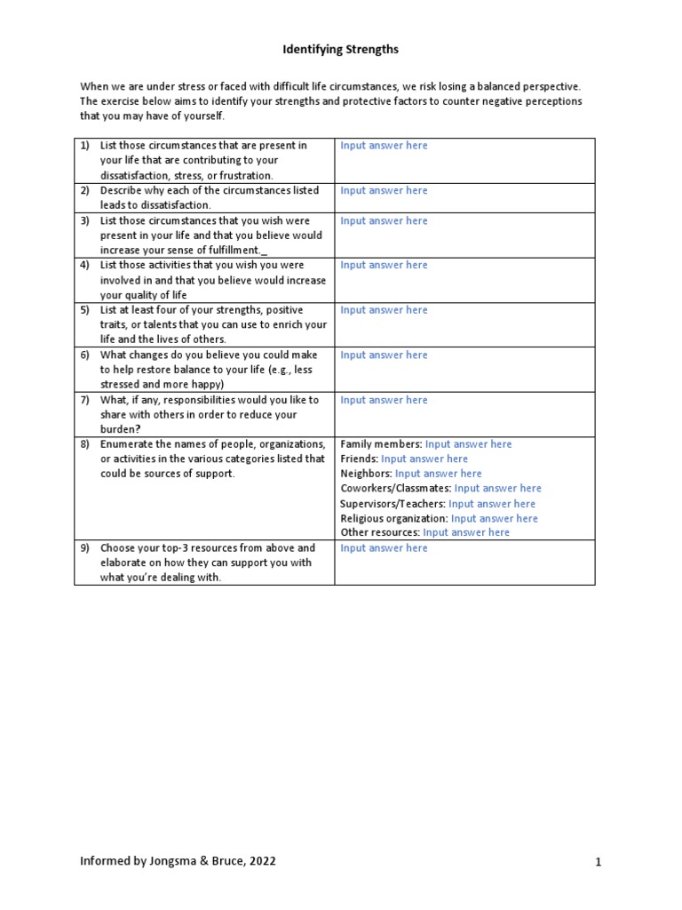 Identifying Strengths Worksheet | PDF Identifying Strengths Worksheet | PDF
