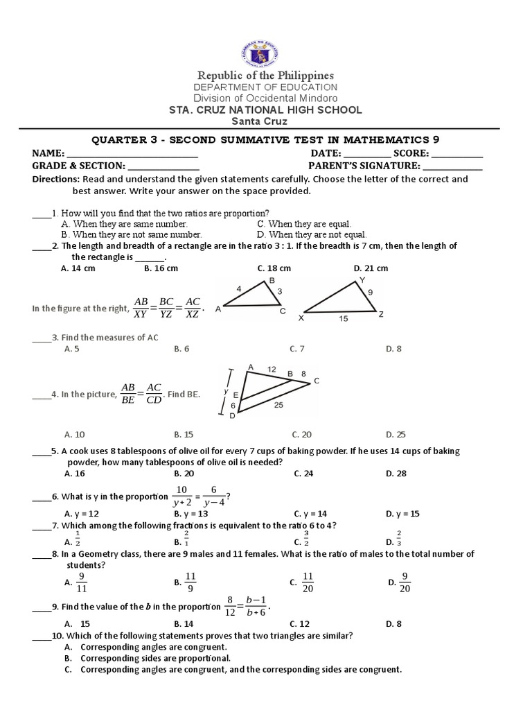 2nd Summative Test 3rd Quarter | PDF | Elementary Geometry | Geometry