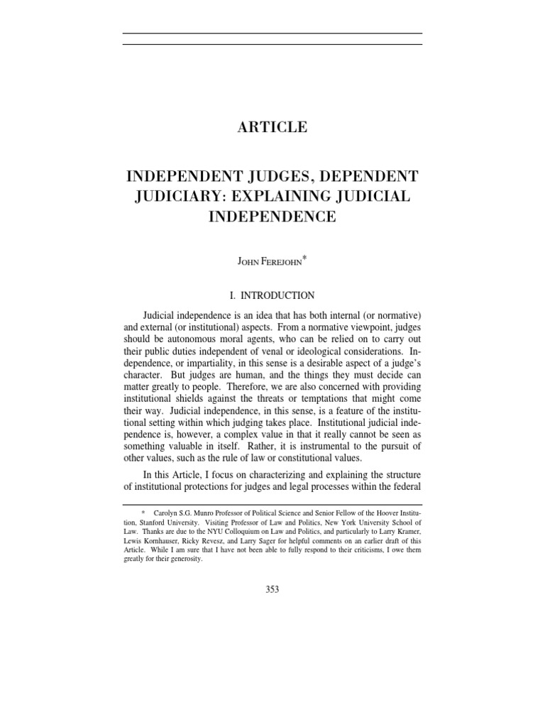 Independent Judges, Dependent Judiciary - Explaining Judicial ...