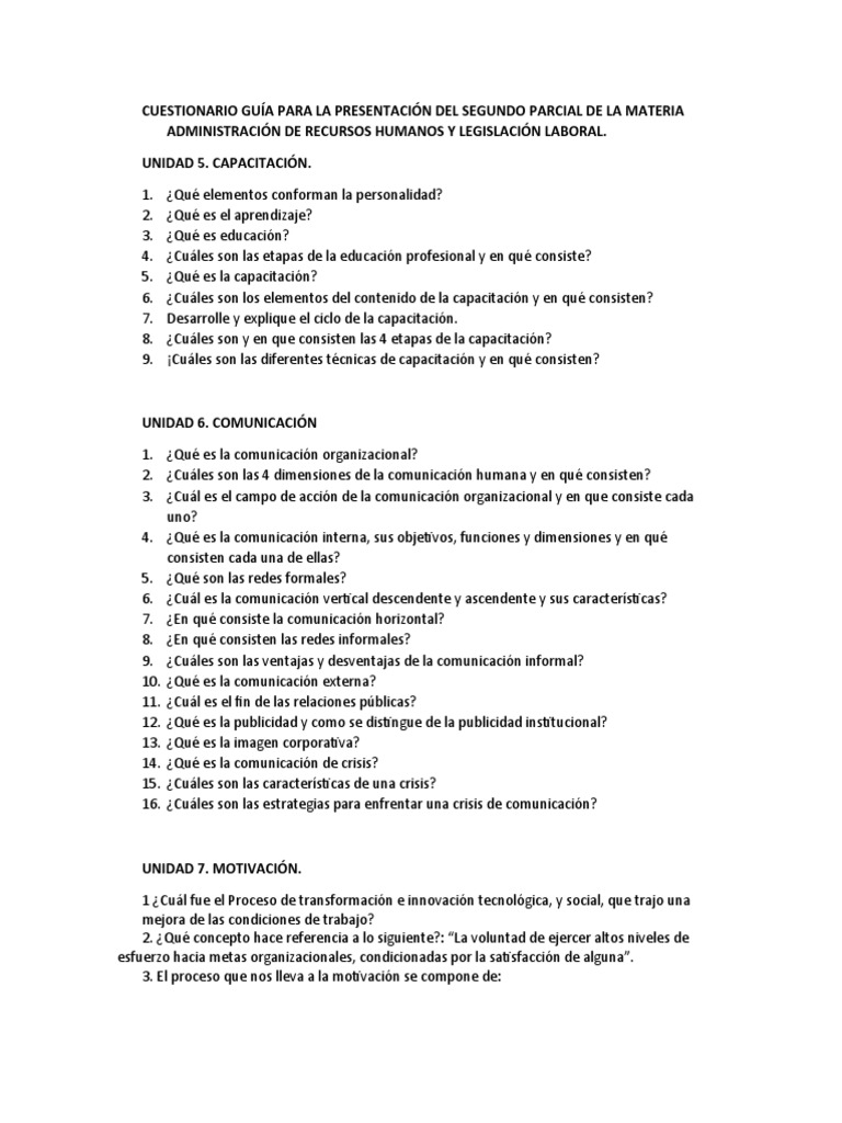 Guia de Preguntas para El Segundo Parcial | PDF | Motivación | Motivacional