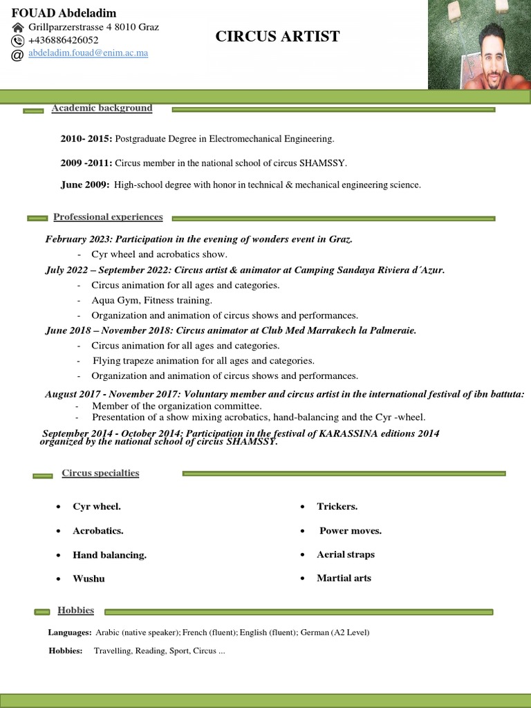 Resume-Circus Artist | PDF