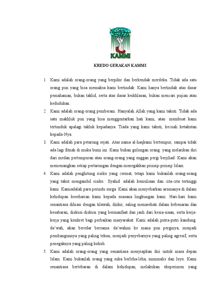 Kredo Gerakan Kammi | PDF