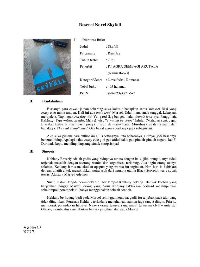 Resensi Novel SKYFALL | PDF | Dewasa Muda