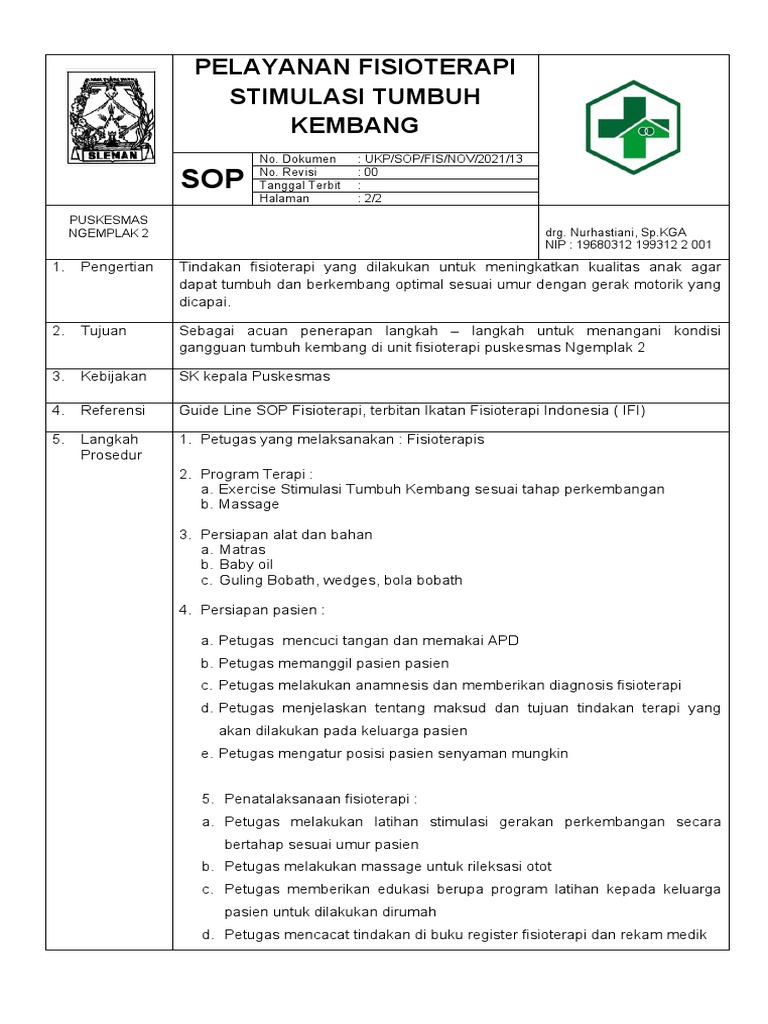 Pelayanan Fisioterapi Stimulasi Tumbuh Kembang | PDF