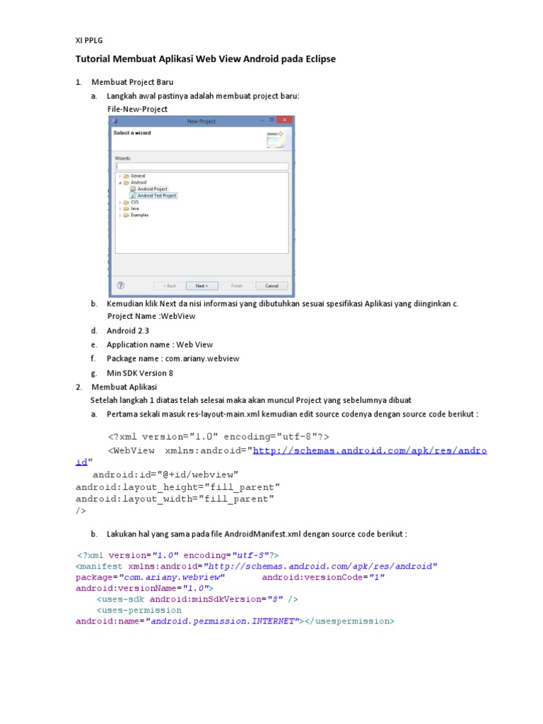 Membuat Aplikasi Web View Android Pada Eclipse | PDF | Bisnis | Komputer