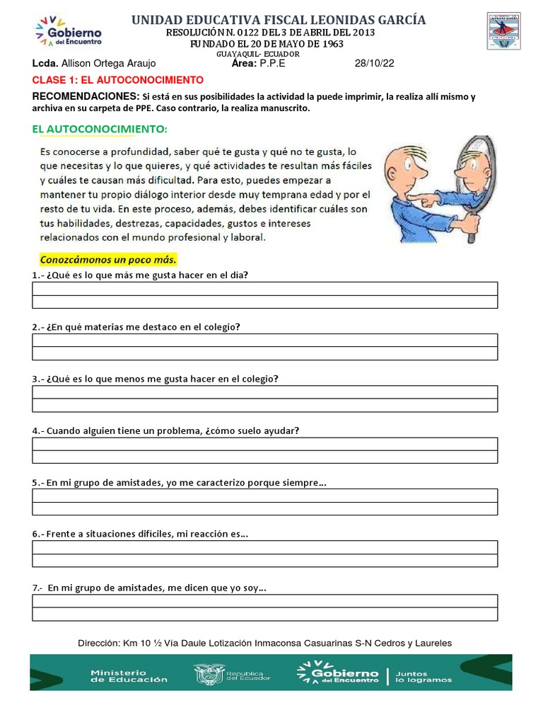 Deber 1. Autoconocimiento | PDF
