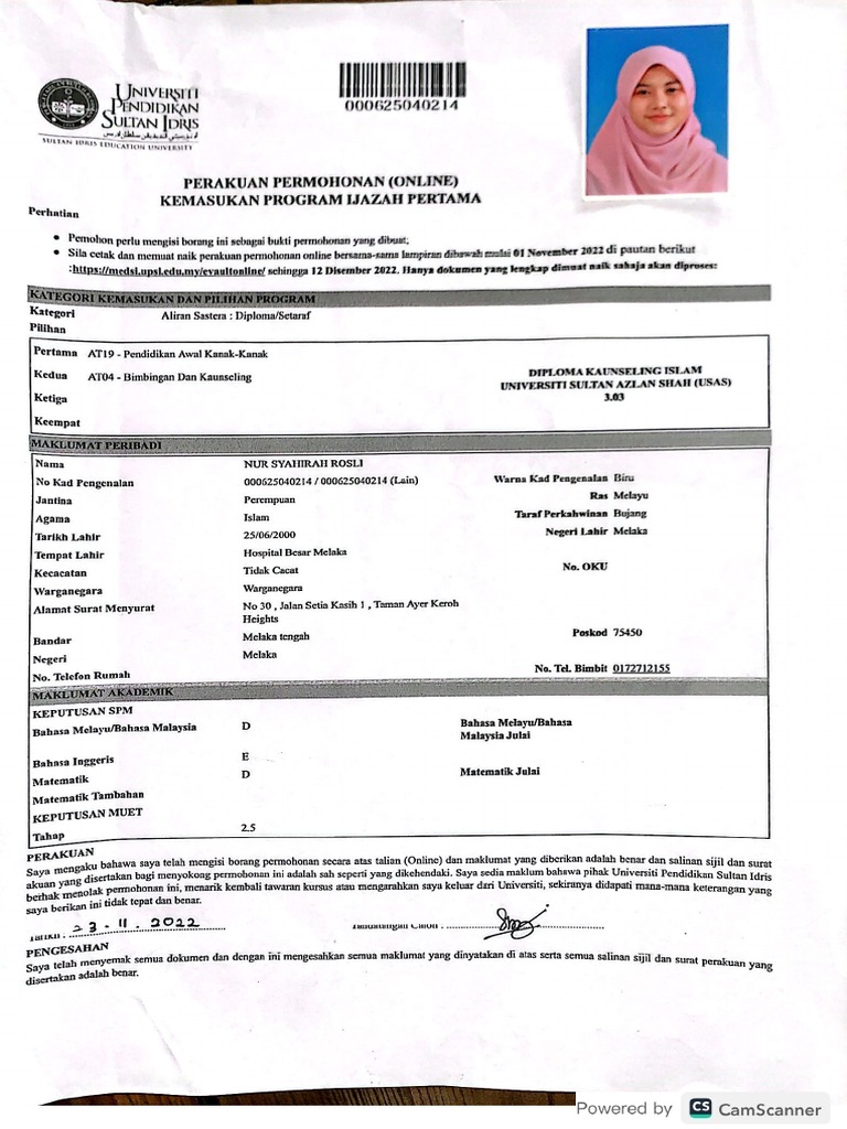 Borang Perakuan Permohonan | PDF