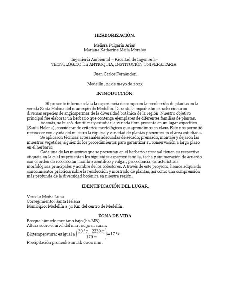 Libreta de Herborización | PDF | Botánica | Plantas
