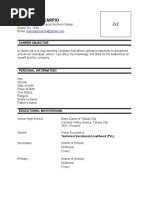 Grade 12 Work Immersion Resume Template | PDF | Career & Growth