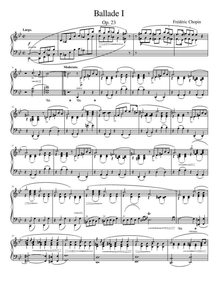 Chopin Ballade No. 1 Op. 23 Sheet Music | PDF | Music Theory | Compositions