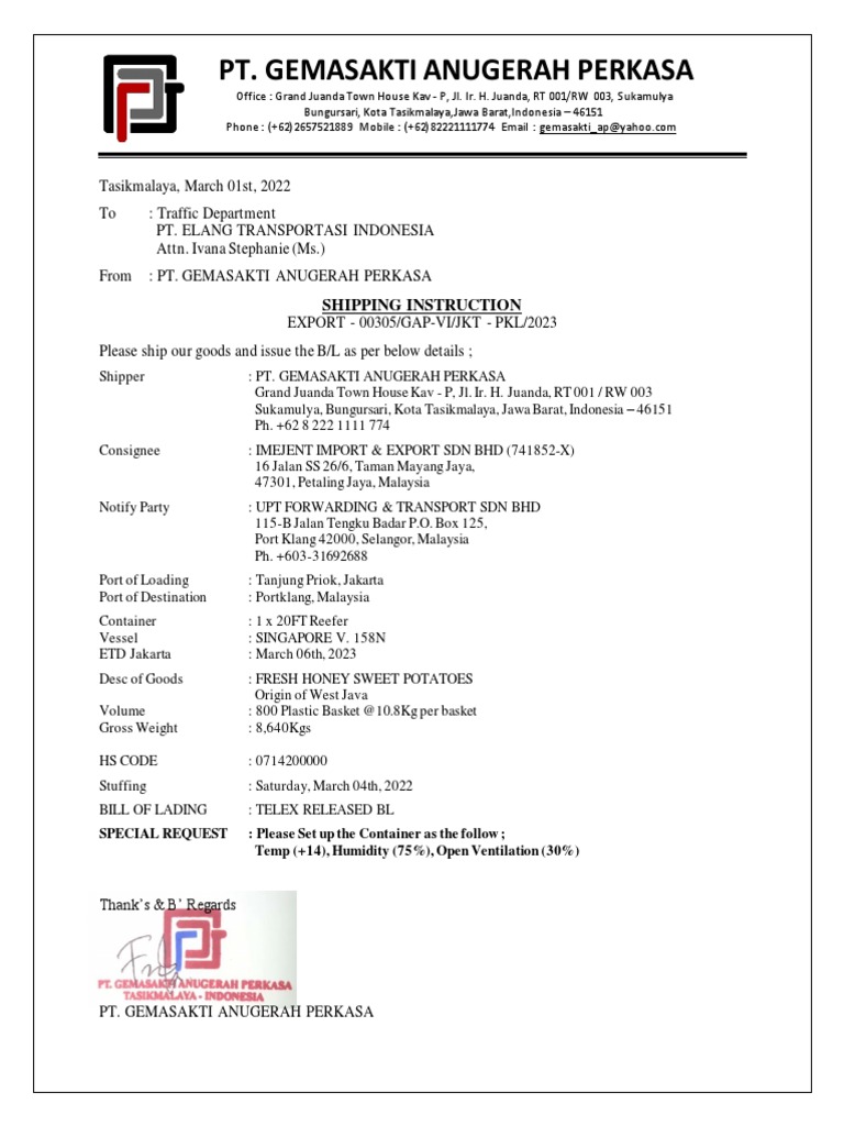 0305 Si Gap Imj (Invoice 070) | PDF