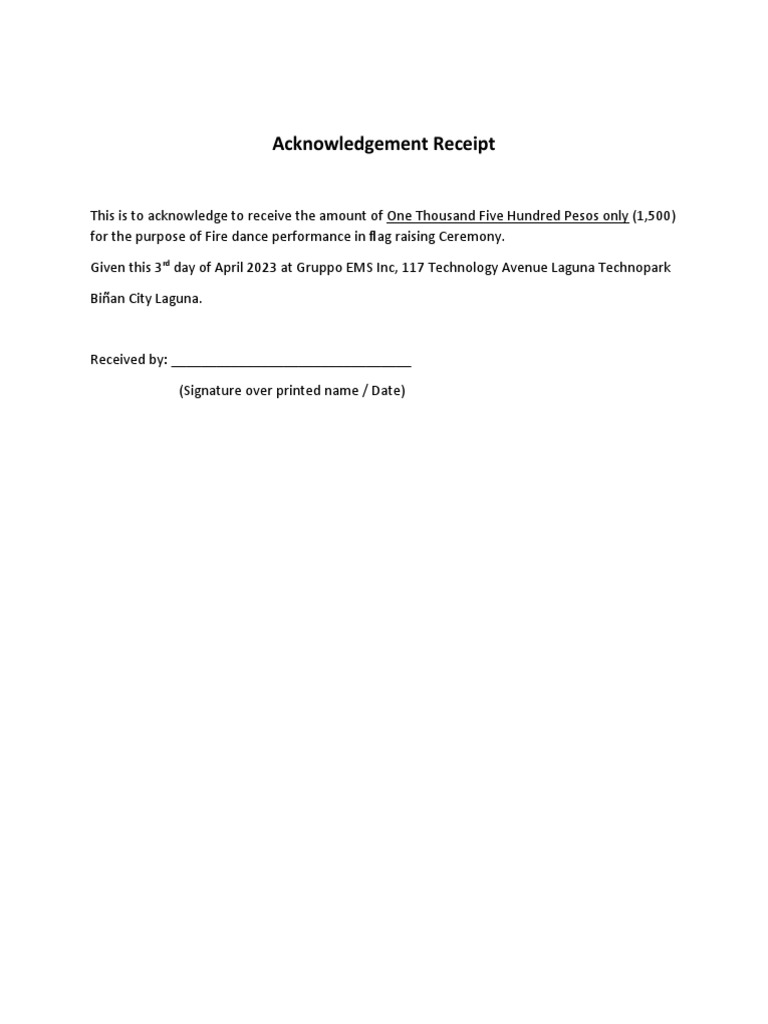 Acknowledgement Receipt | PDF