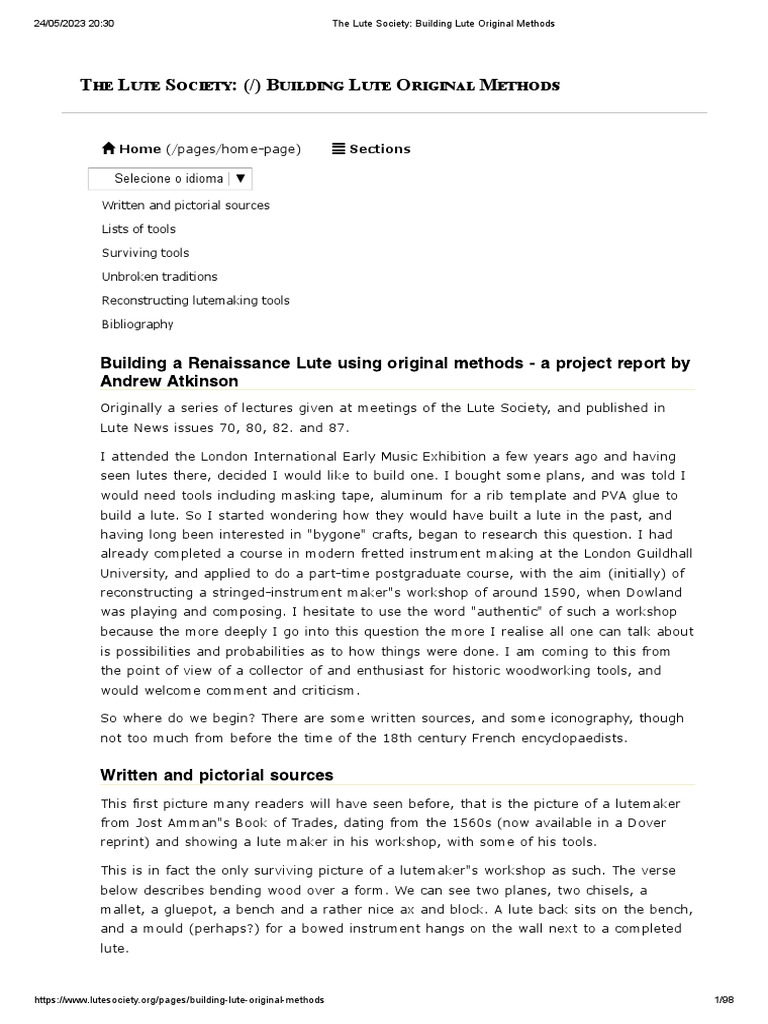 Lute Crafting: Historical Methods | PDF | Tools | Blade