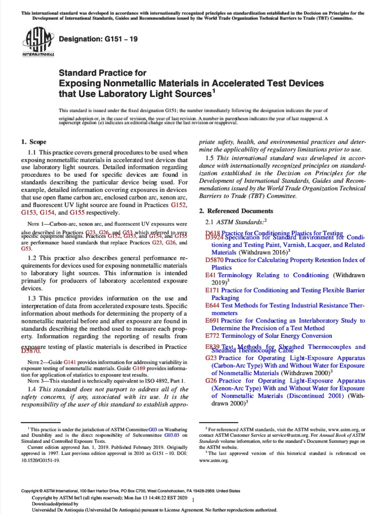 Astm G151 | PDF | Ultraviolet | Physical Sciences