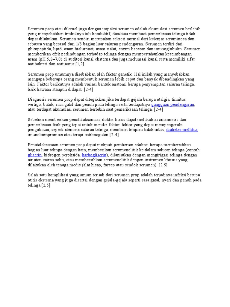 Serumen Prop Atau Dikenal Juga Dengan Impaksi Serumen Adalah Akumulasi ...