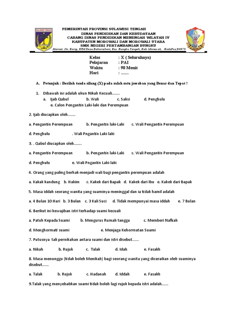 Soal Agam XII GP Semester Genap 2023 | PDF