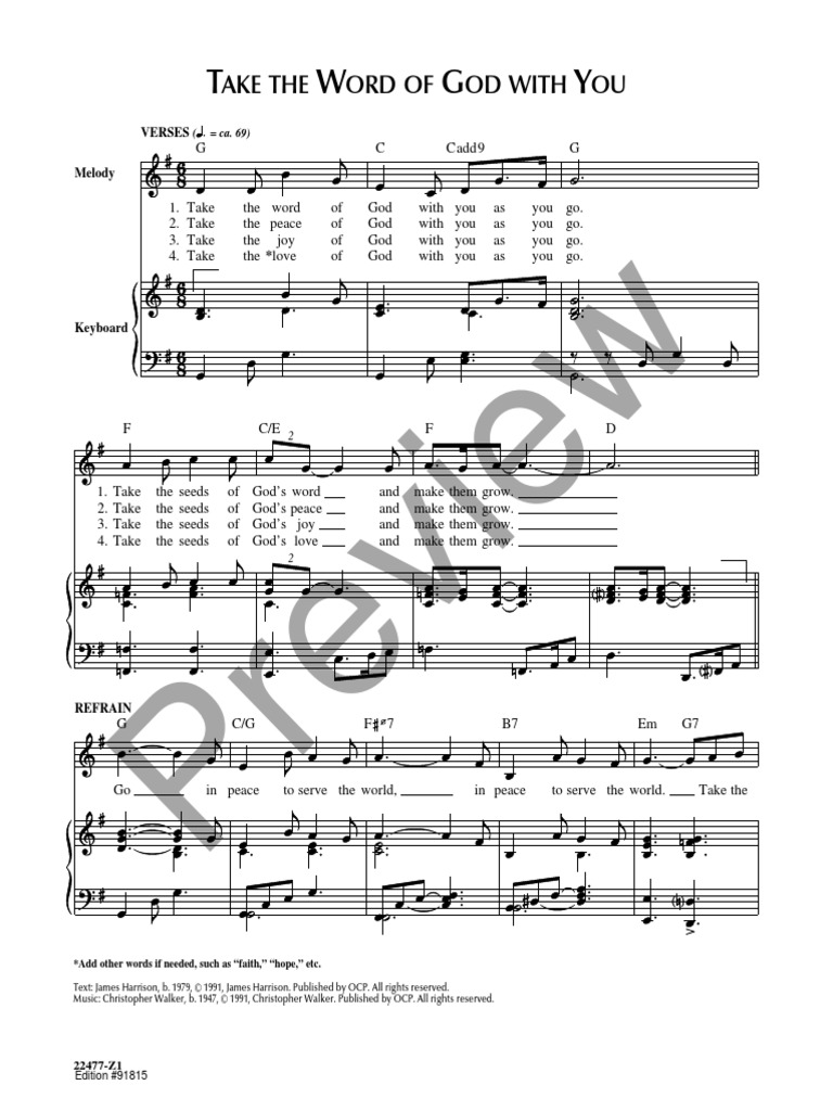 Take the Word of God with You | PDF | Musical Forms | Songs